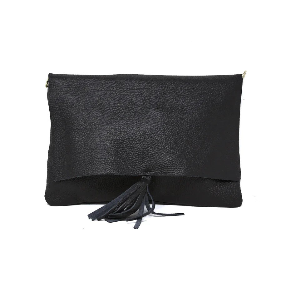 German Fuentes GF0590 Black Leather Crossbody Handbag With Tassel | Ooh ...