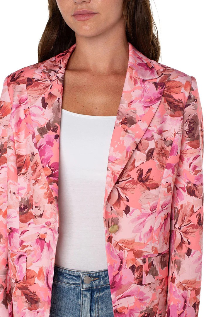 Liverpool LM1A47MW1P75 Pink Punch Rose Long Sleeve Notch Collar Blazer ...