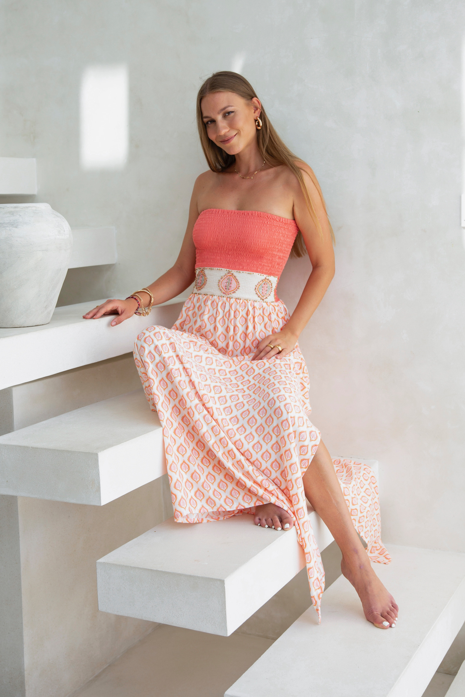 Skemo JP-MXDR-00 Coral Jaipur Maxi Dress | Ooh! Ooh! Shoes Womens ...